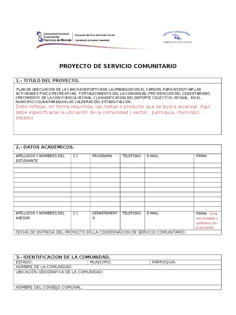 Esquema Del Proyecto de Servicio Comunitario | PDF | Business | Science