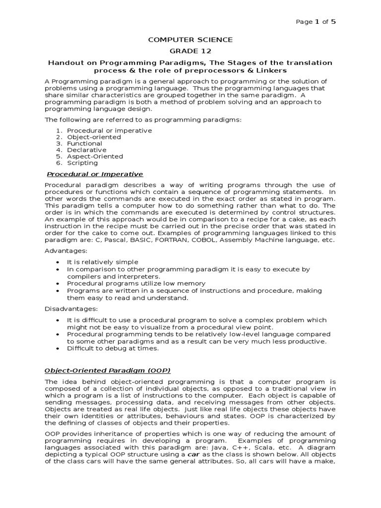 Paradigms Handout Pdf Programming Paradigms Scripting Language 5943