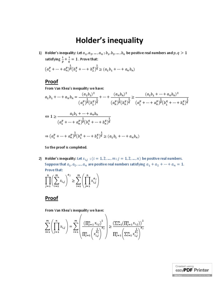 Holder's Inequality | PDF