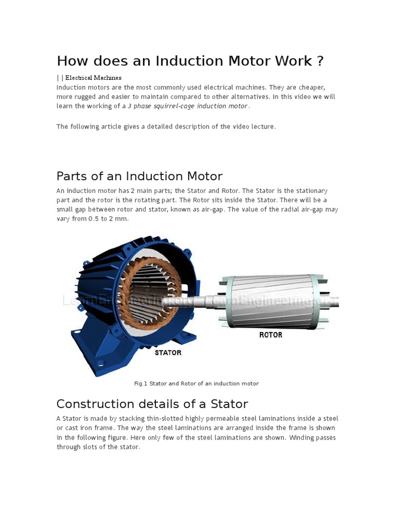 How Does An Induction Motor Work | PDF | Electromagnetic Induction ...