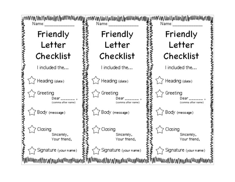 Friendly Letter Checklist | PDF | Language Arts & Discipline | Foreign ...