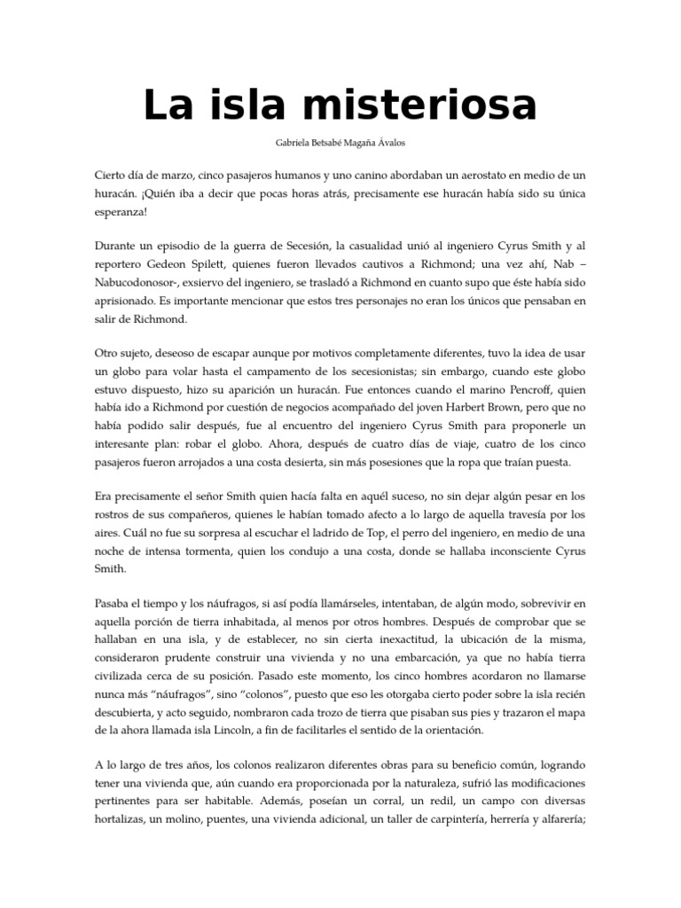 La Isla Misteriosa | PDF | La isla misteriosa | Naturaleza