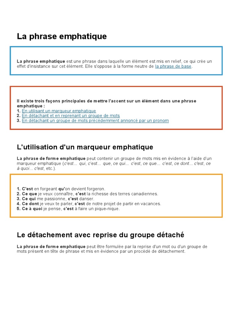 La phrase emphatique expliquée | PDF | Arts du langage et discipline ...