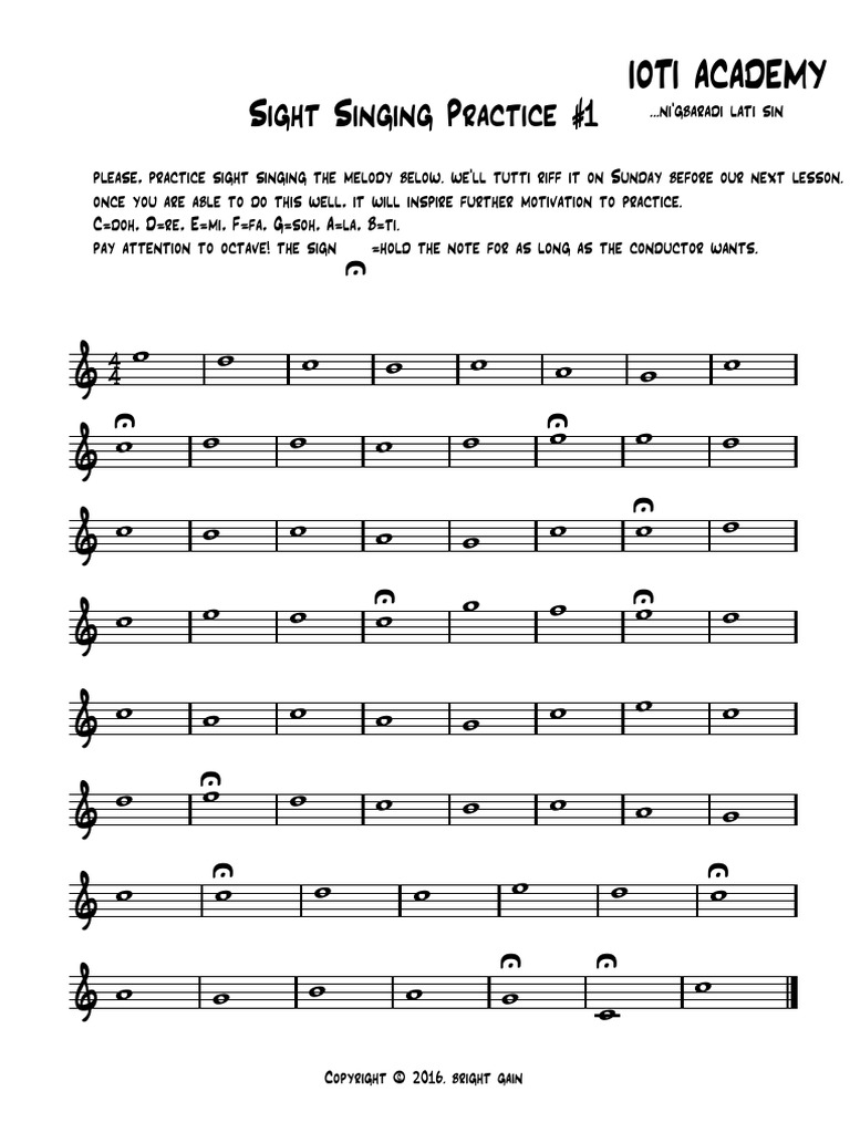 Sight Singing Practice #1 - Full Score PDF | PDF
