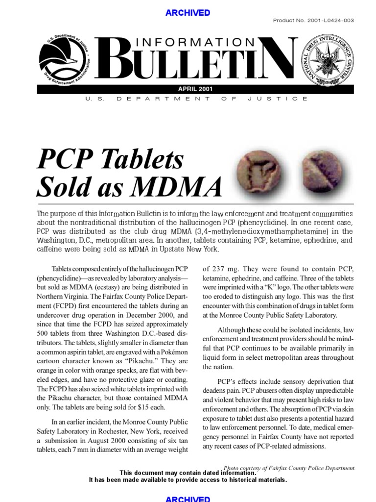 PCP Tablets Sold As MDMA: Ulleti | PDF | Phencyclidine | Mdma