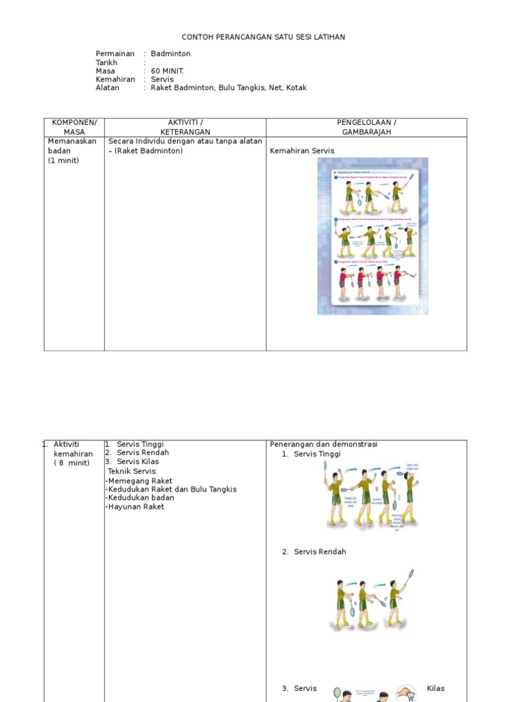 Contoh Perancangan Satu Sesi Latihan Kemahiran-1 | PDF