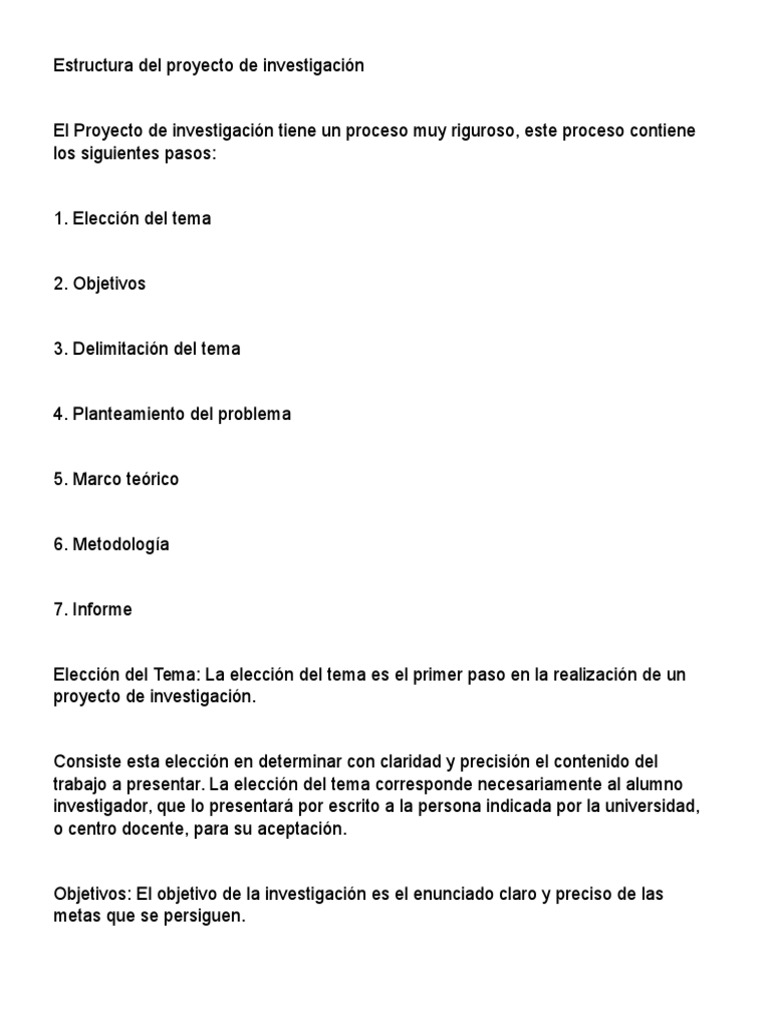 Estructura Del Proyecto de Investigación | PDF | Teoría | Hipótesis