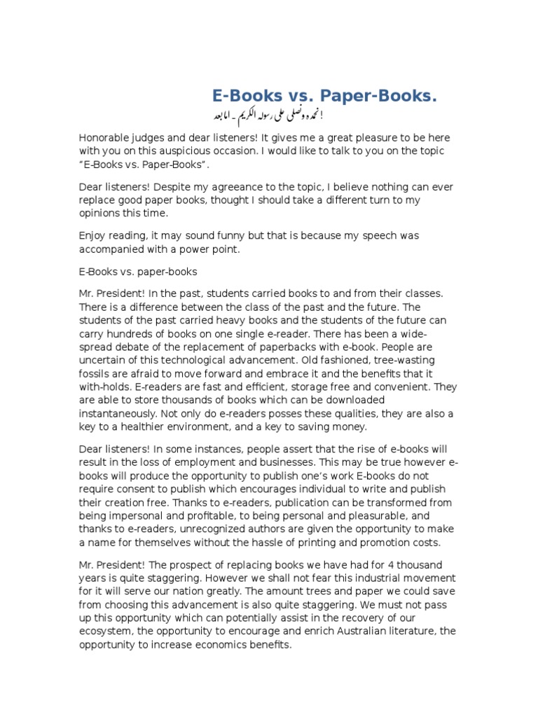 E Books Vs Paper Books | PDF | E Reader | E Books