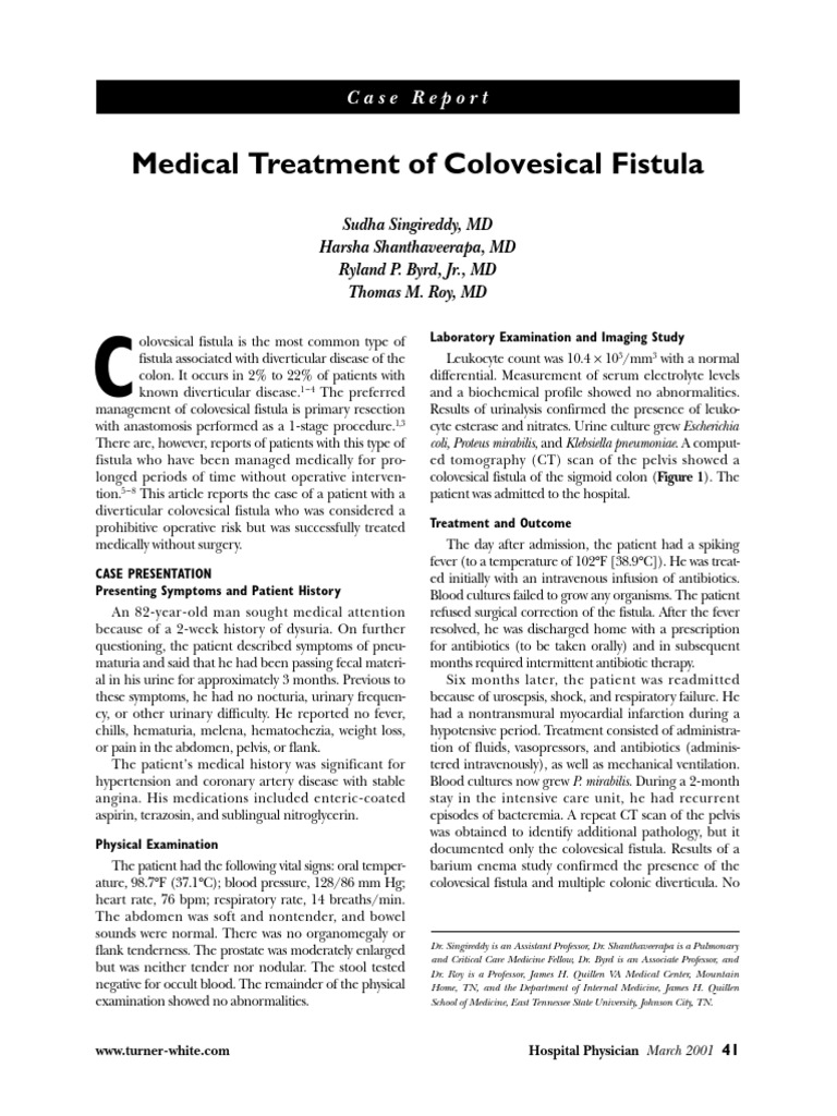 COLOVESICAL FISTULA.pdf | Medical Specialties | Health Sciences