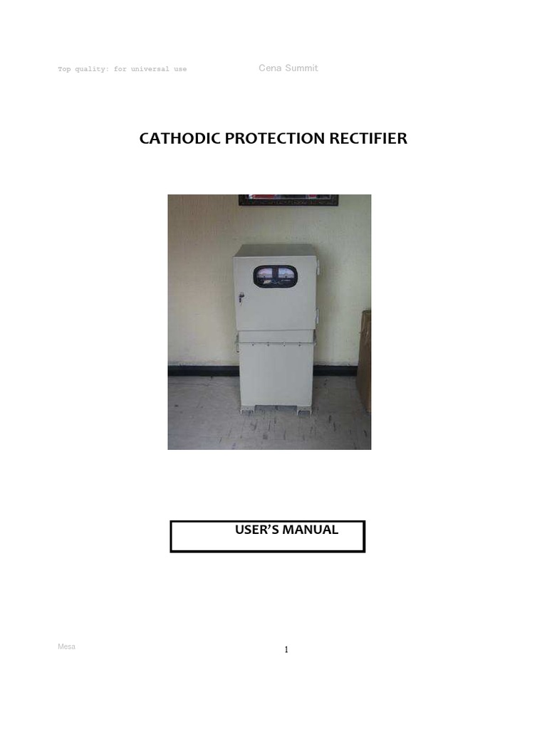 Oil Cooled Cathodic Protection Rectifier User Manual | PDF ...