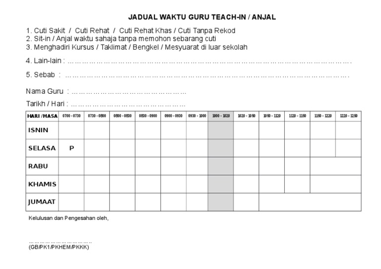 Jadual Waktu Anjal | PDF