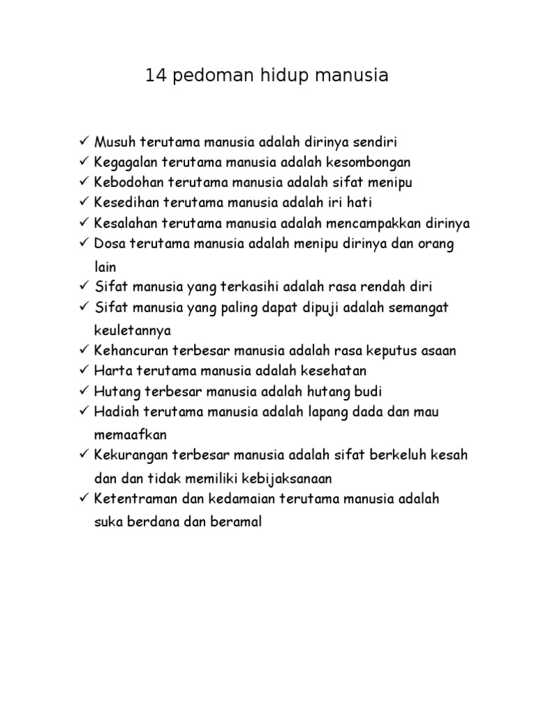 14 Pedoman Hidup Manusia | PDF