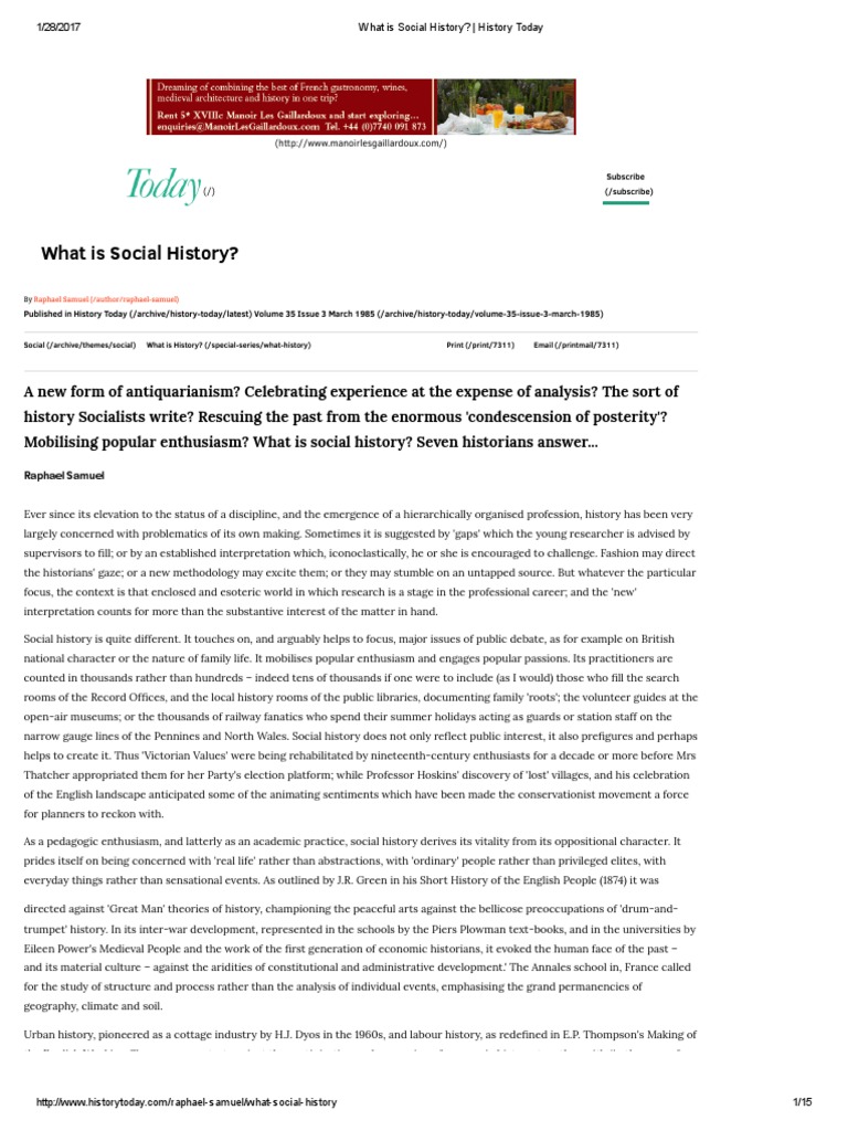 What Is Social History - History Today | PDF | Social History | Institution