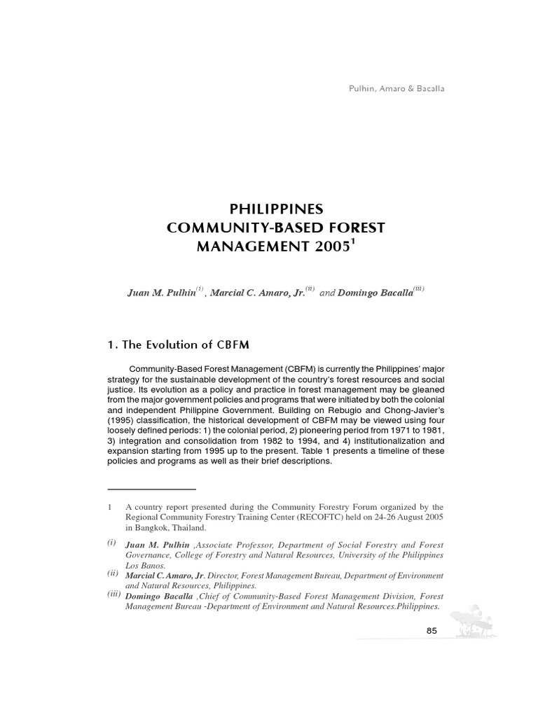 The Evolution of Community-Based Forest Management in the Philippines ...