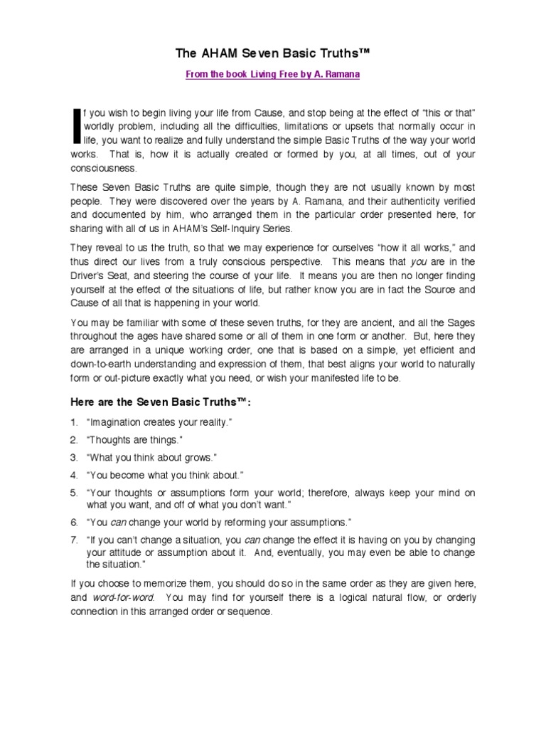 Here Are The Seven Basic Truths™ | PDF | Imagination | Experience