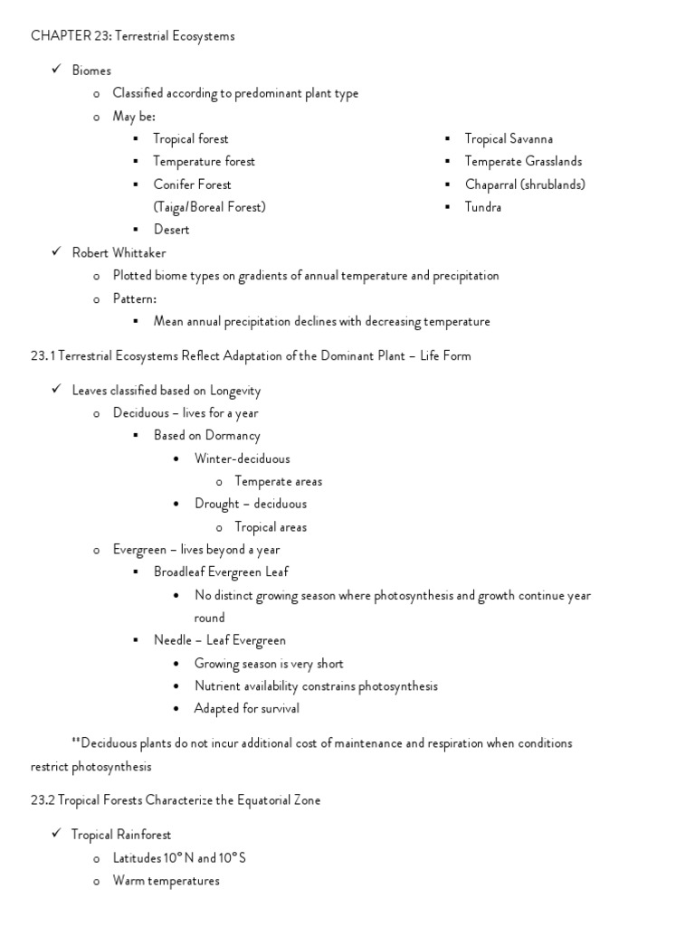 Chapter 23 Terrestrial Ecosystems | PDF | Forests | Grassland