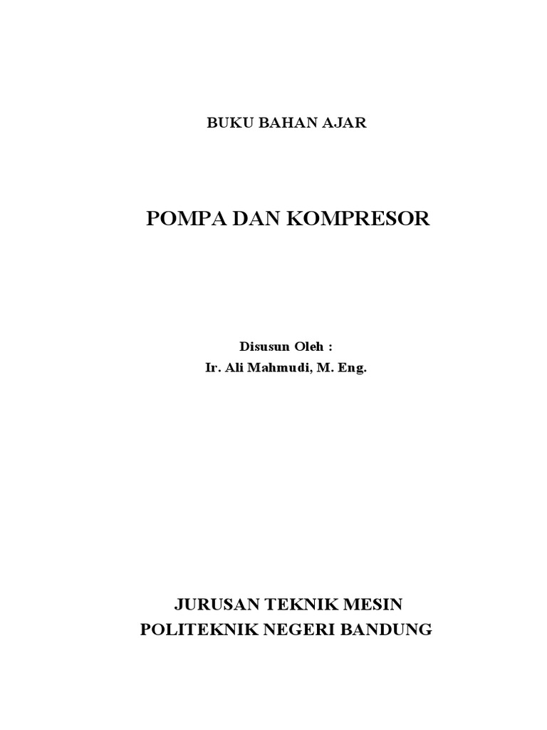 Buku Ajar Pompa & Kompresor | PDF