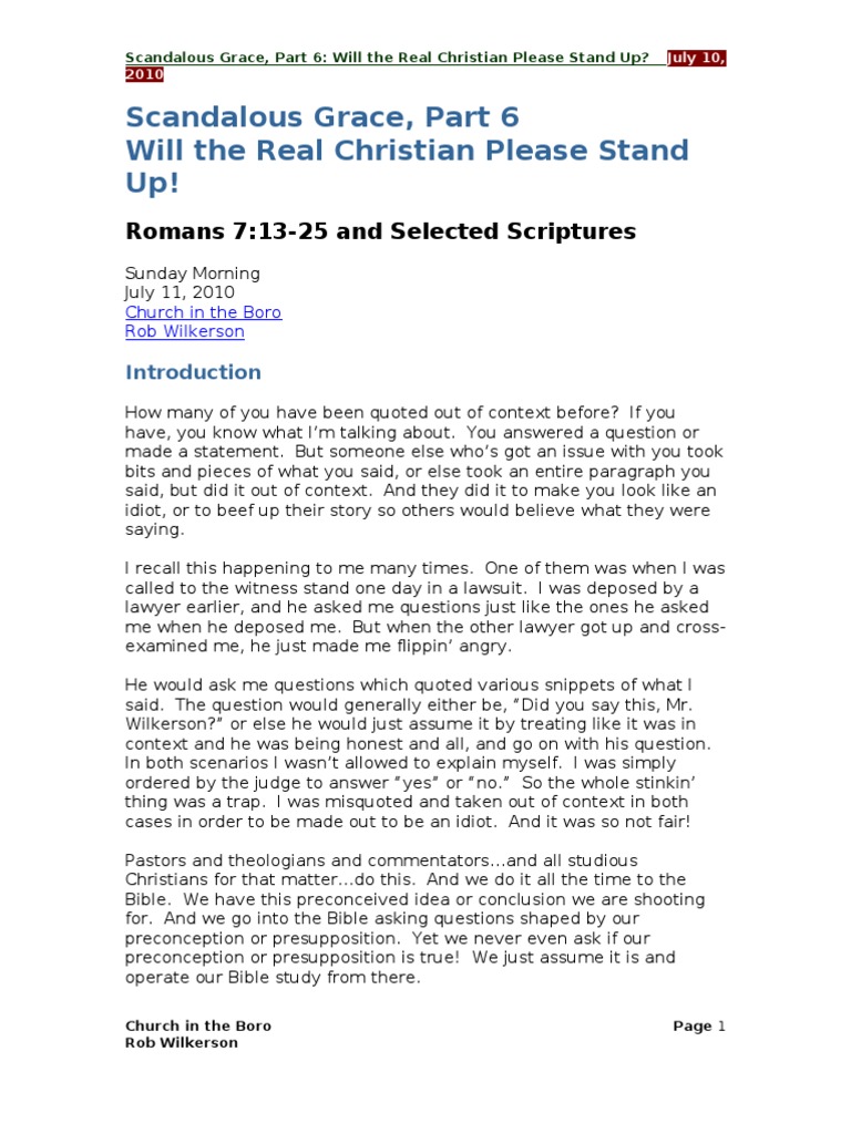 Scandalous Grace, Part 6 - Will The REAL Christian Please Stand Up ...
