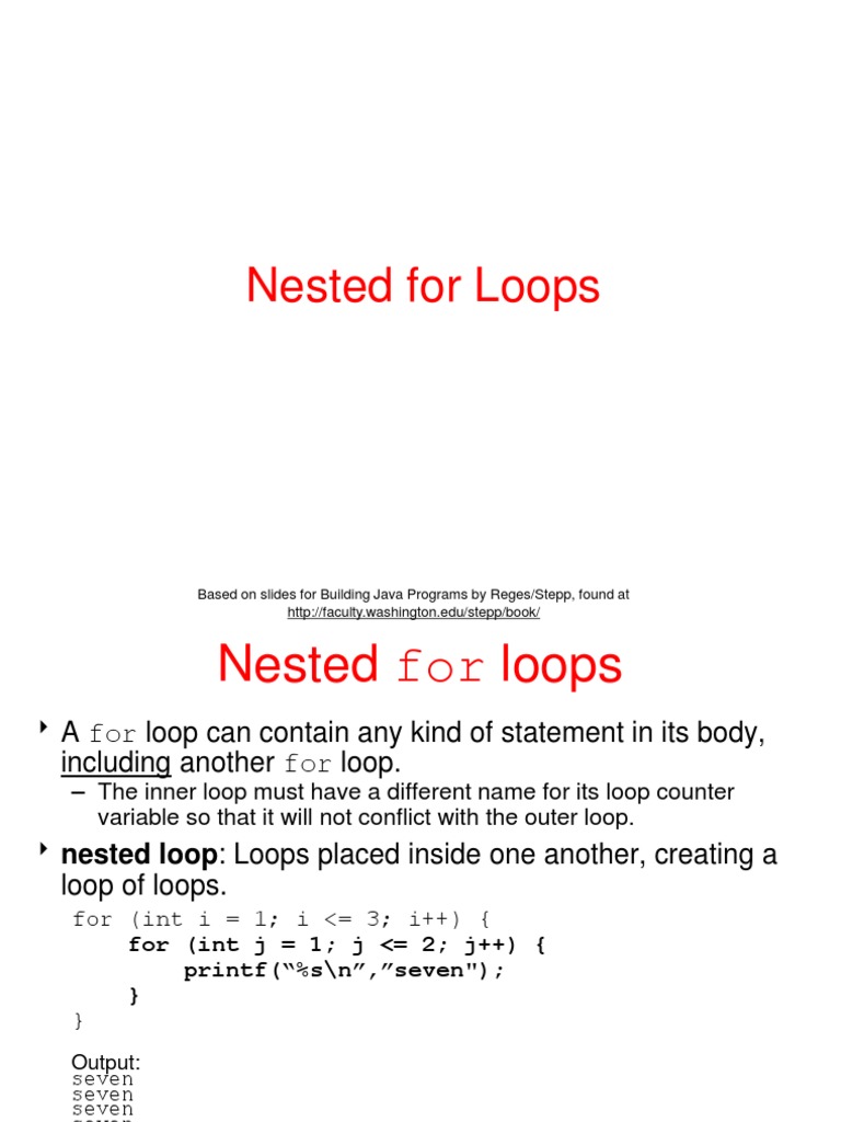 Lecture 10 Nested For | PDF | Control Flow | Software Lecture 10 Nested For | PDF | Control Flow | Software