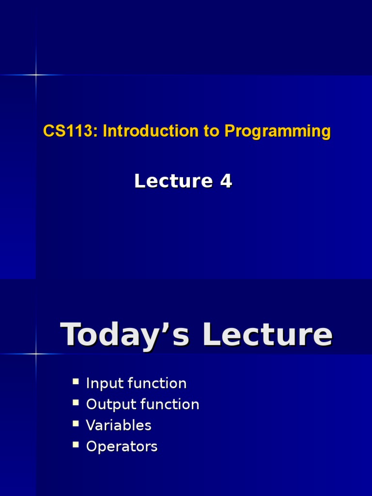 An Introduction To Programming Concepts Such As Input Output Variables And Operators Pdf 3146