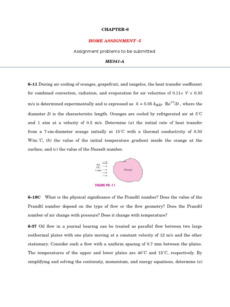 Home Assignment-5 - (Assignment Problems) Chapter-6 | PDF | Heat ...