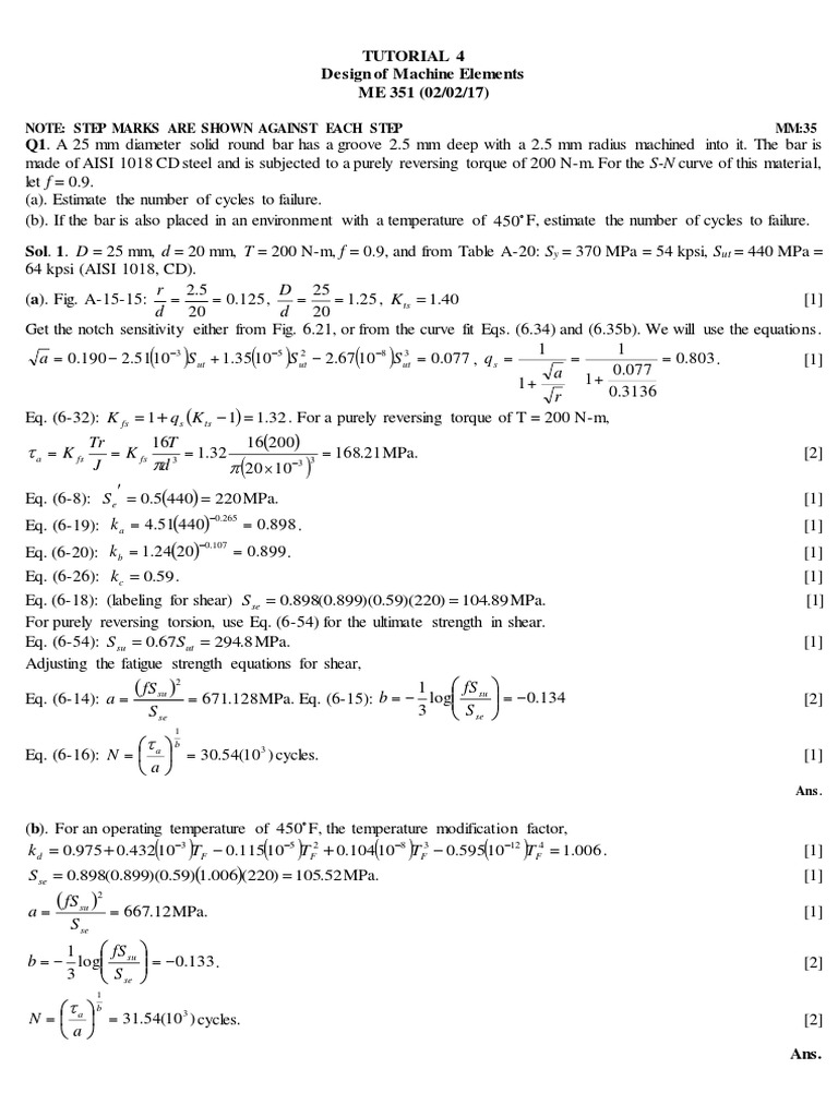 Fatigue Analysis of AISI 1020 Shaft | PDF | Strength Of Materials ...
