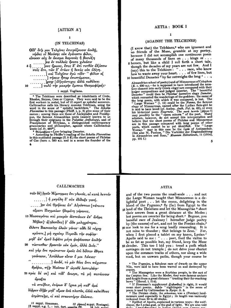 Calimaco Aetia | PDF | Ancient Greek Literature | Ancient Greek Religion