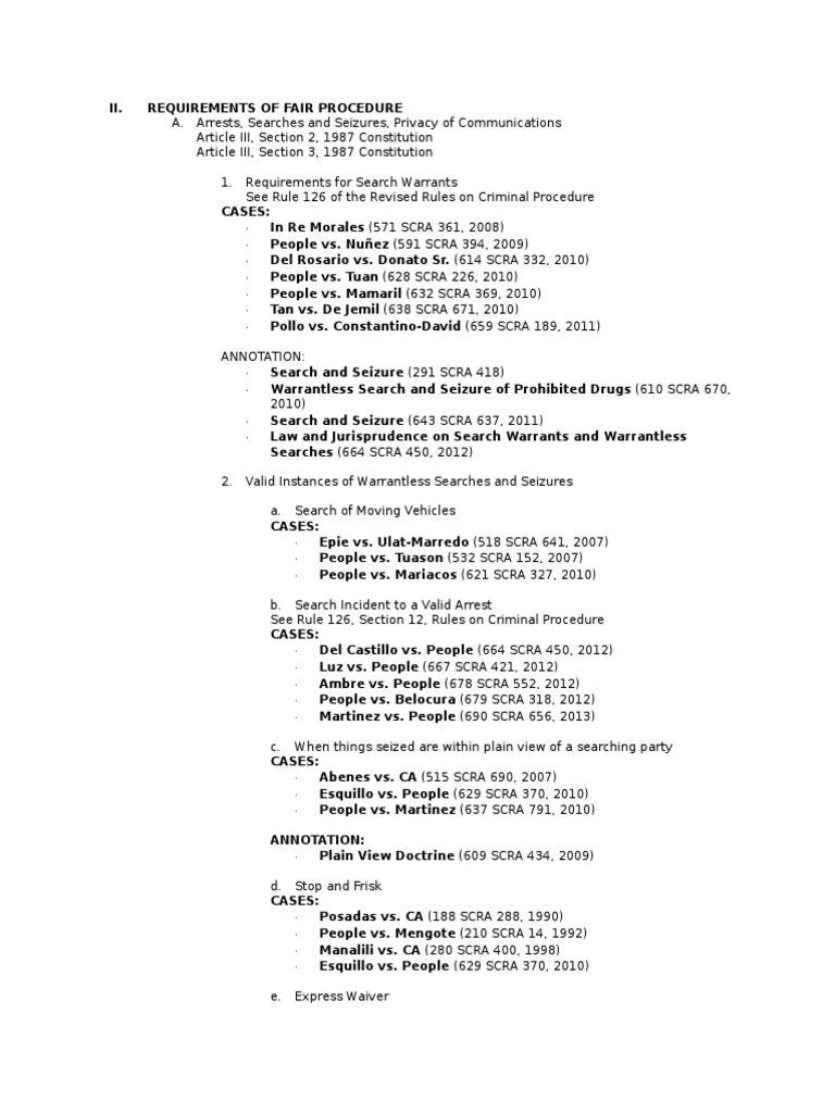 Requirements of Fair Procedure | PDF | Search And Seizure | Search Warrant