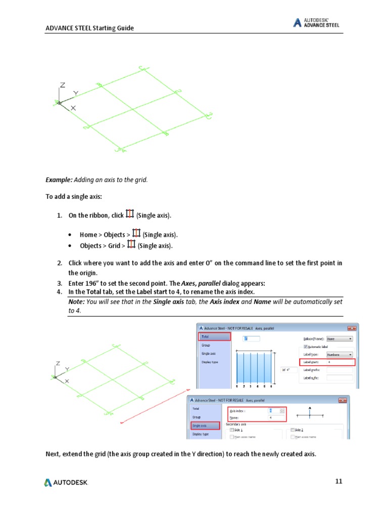 Example: Adding An Axis To The Grid | PDF | Structural Steel | Stairs