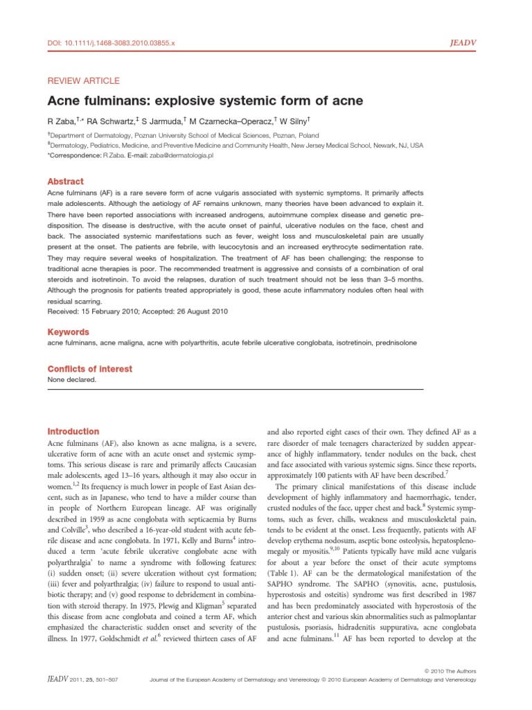 Understanding Acne Fulminans: Causes & Treatment | PDF | Acne Vulgaris ...
