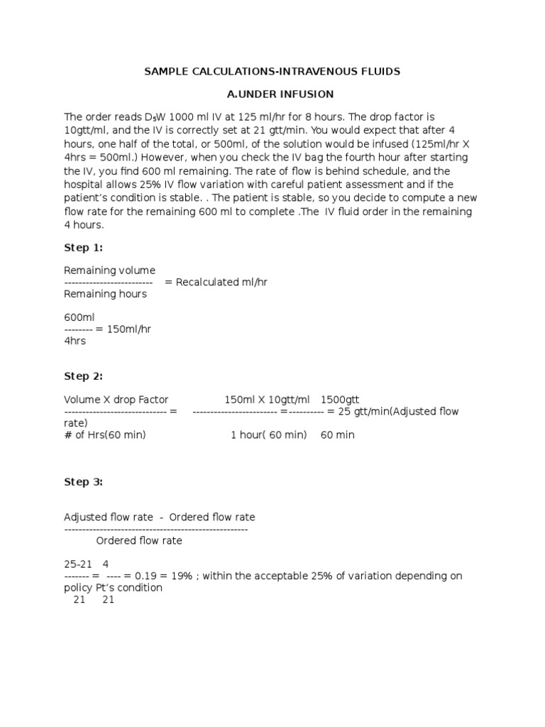 IV Infusion Rate Calculation Guide | PDF