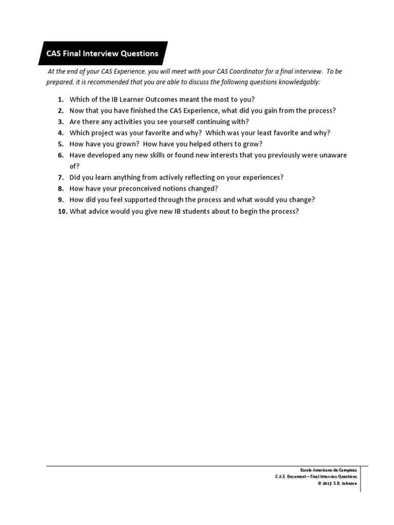 CAS Final Interview Questions | PDF | Career & Growth | Social Science
