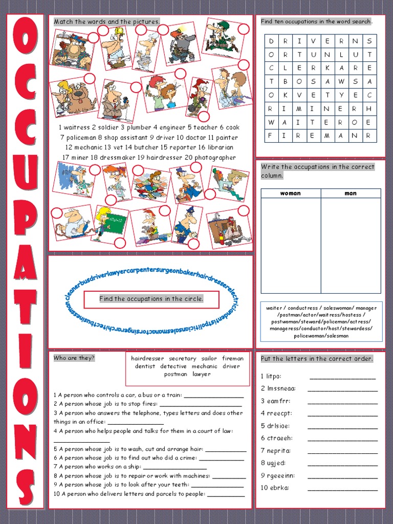 Occupations Vocabulary Exercises | PDF