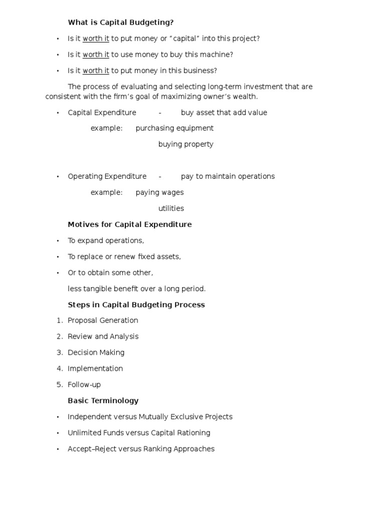 Understanding Capital Budgeting Process | PDF | Business | Finance ...
