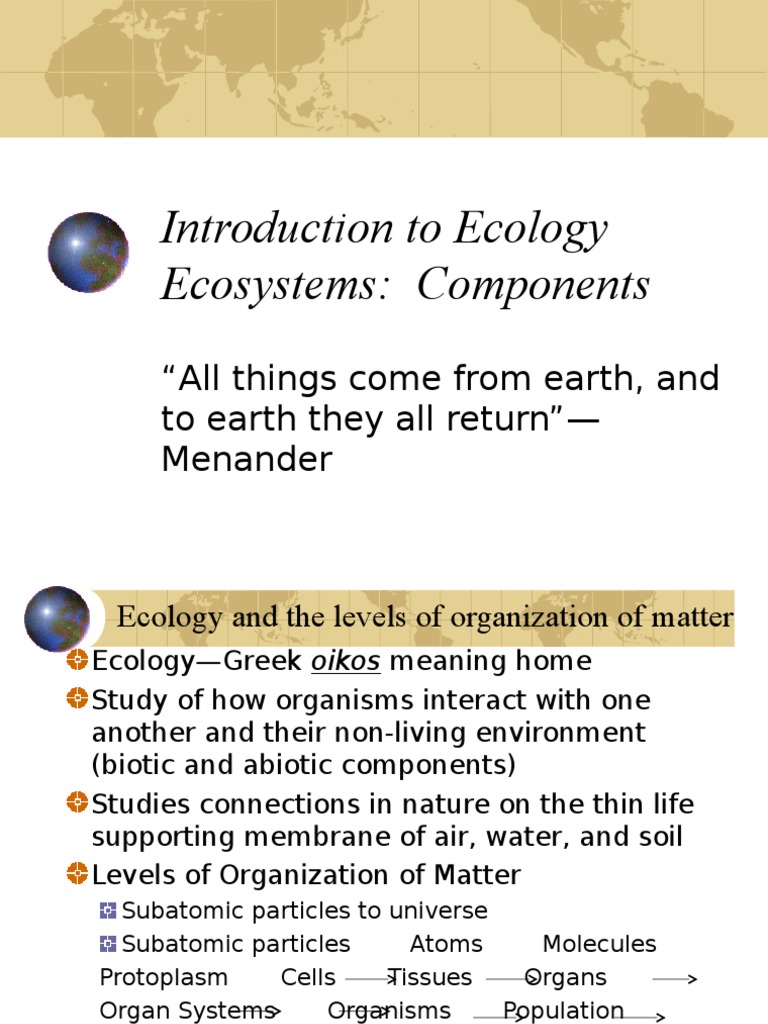 Introduction & Components of Ecosystem | PDF | Ecology | Soil
