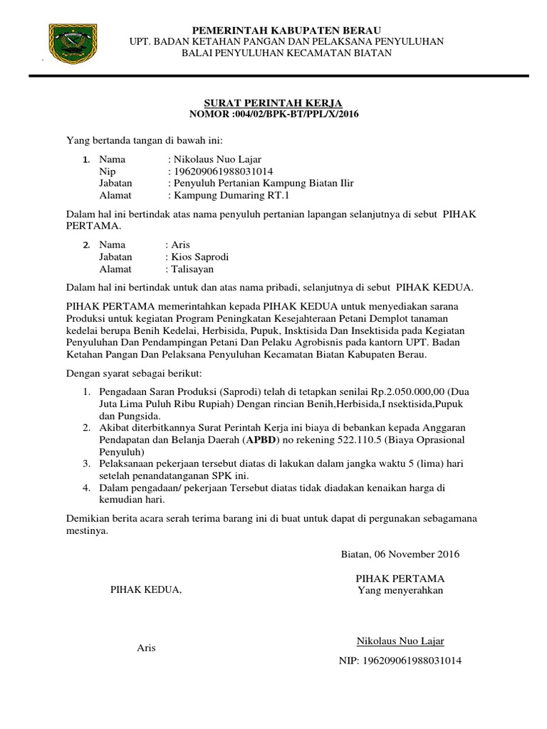 Surat Perintah Kerja | PDF
