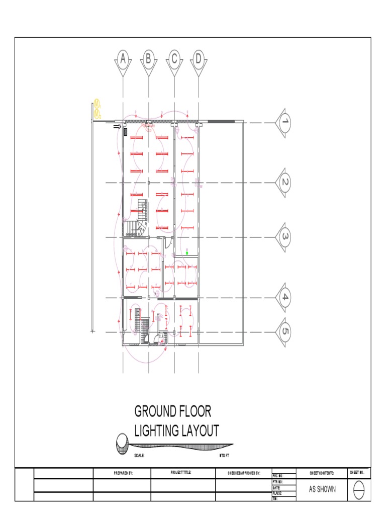 A B C D: Ground Floor Lighting Layout | PDF