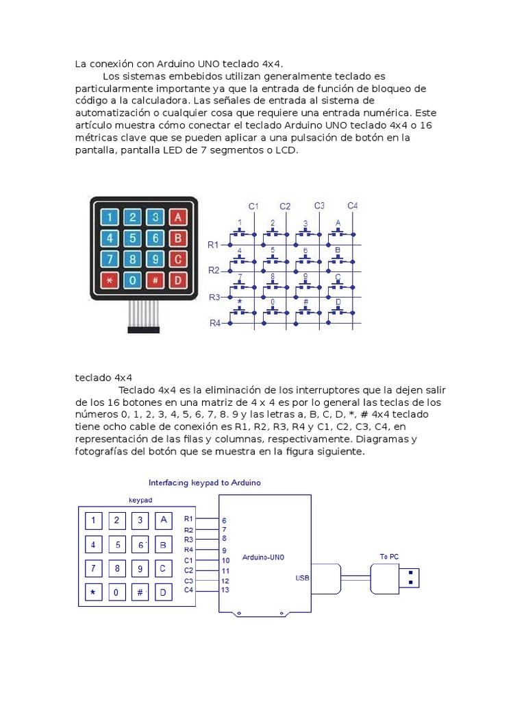 Conexión Arduino UNO y teclado 4x4 | PDF | Teclado | Ingeniería Informática
