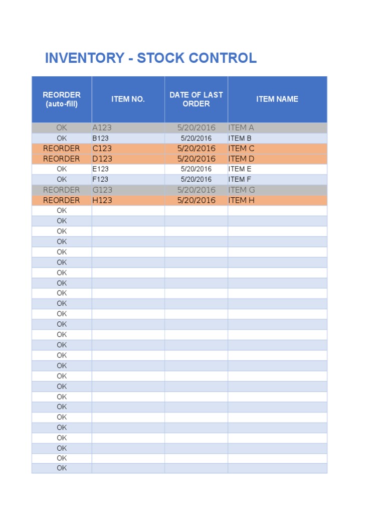 Inventory Stock Control Template | PDF | Inventory | Supply Chain ...