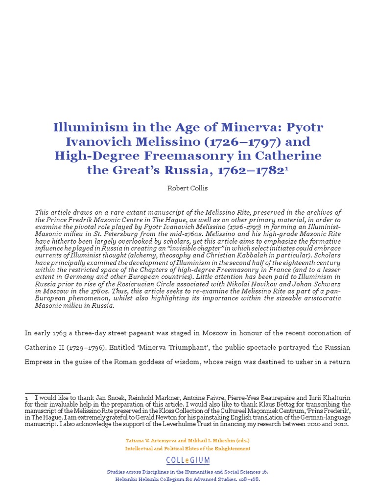 Illuminism in The Age of Minerva Pyotr I PDF | PDF | Freemasonry | Age ...