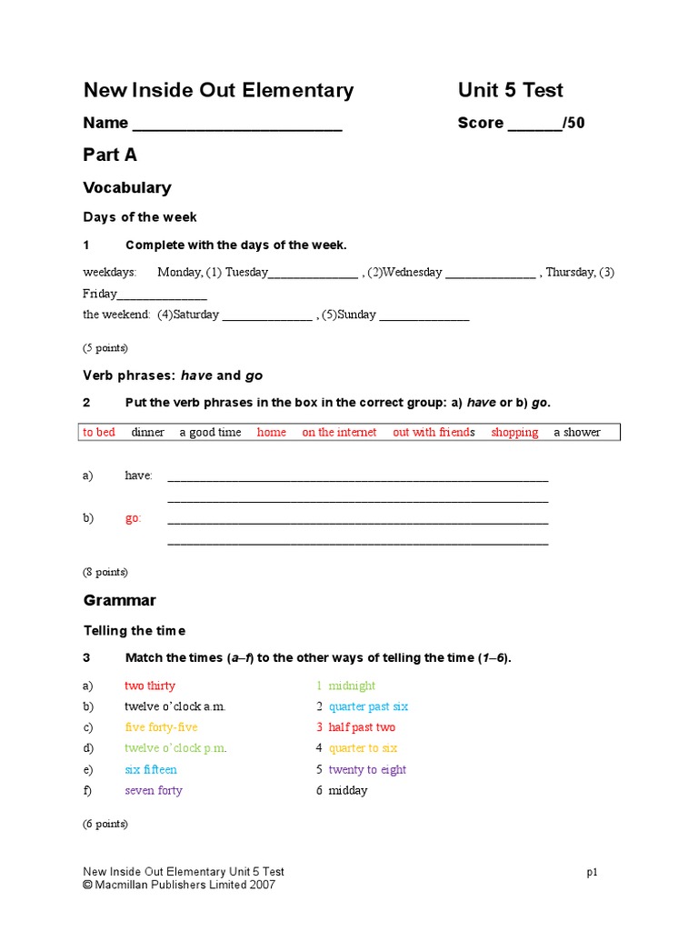 Unit 5 Test (Ispravljen) | PDF | Workweek And Weekend | Syntax