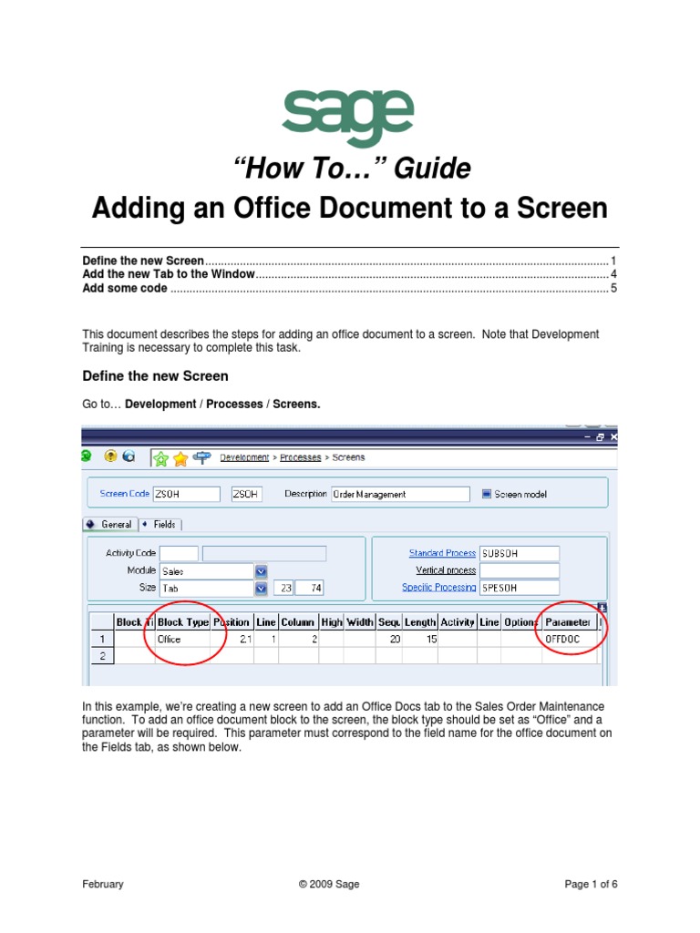 Sage X3 - User Guide - HTG-Adding An Office Doc To A Screen PDF | PDF | Tab (Gui) | Computer Data