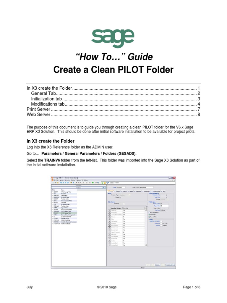Sage X3 User Guide Htg Create A Clean Pilot Folder Pdf Pdf Tab Gui World Wide Web