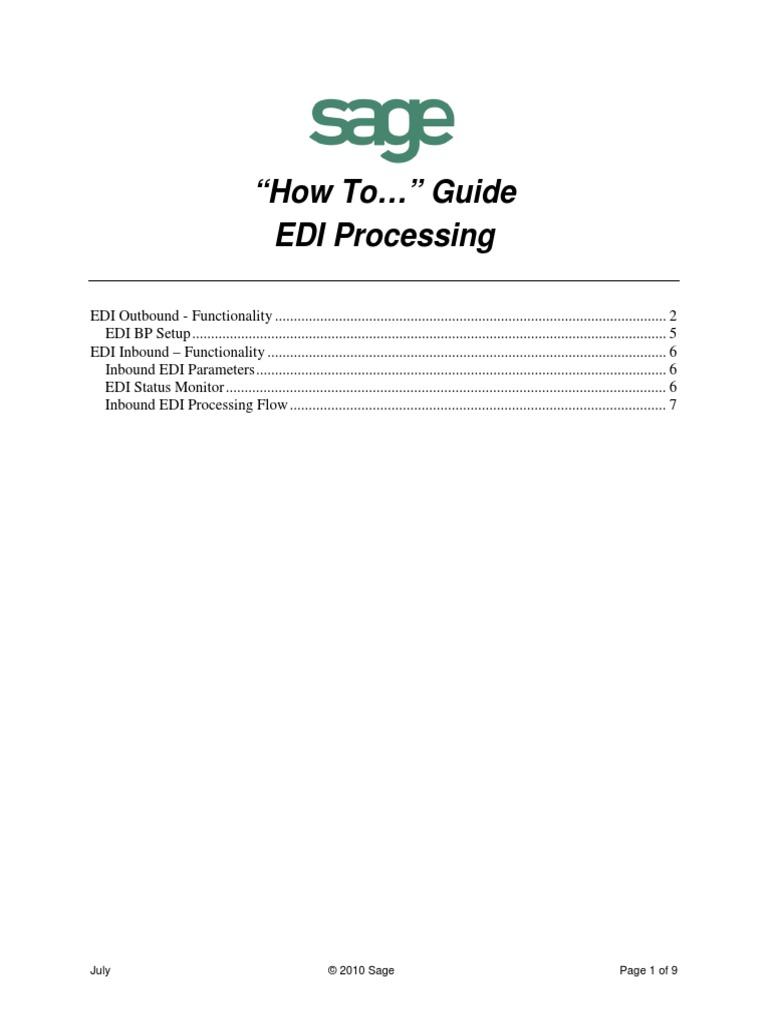 Sage X3 User Guide Htg Edi Processing Pdf Pdf Electronic Data
