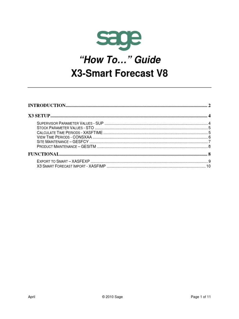 Sage X3 - User Guide - HTG-SmartForecast Interface PDF | PDF | Forecasting | Information ...
