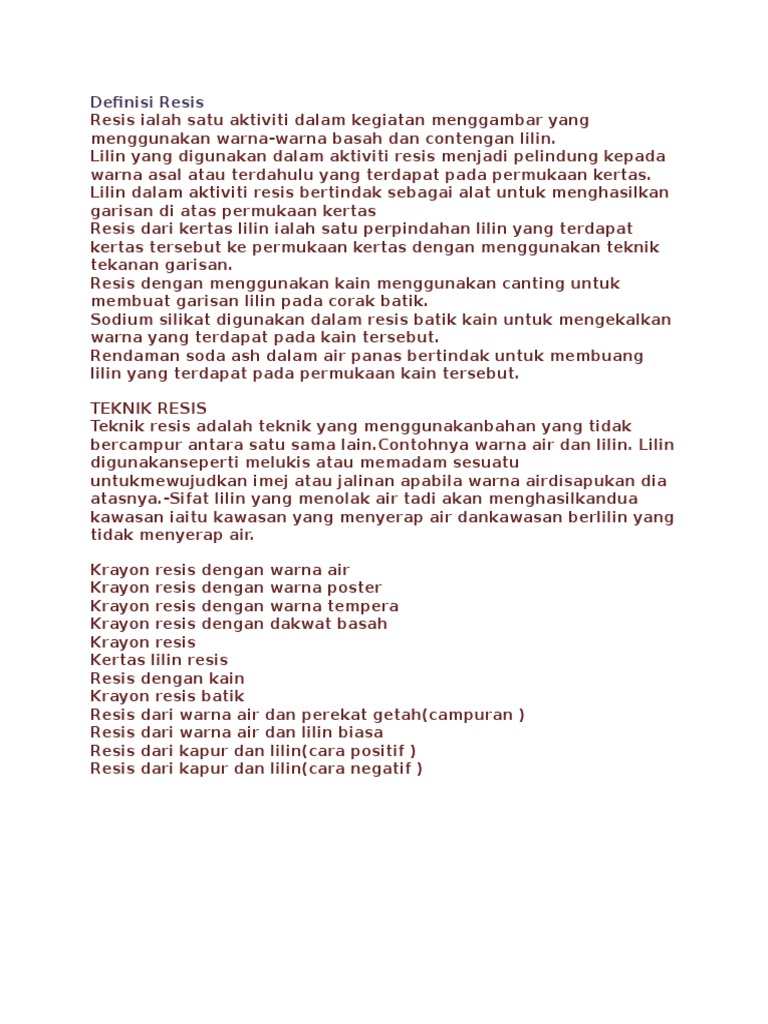 Teknik dan Arti Resis dalam Menggambar | PDF