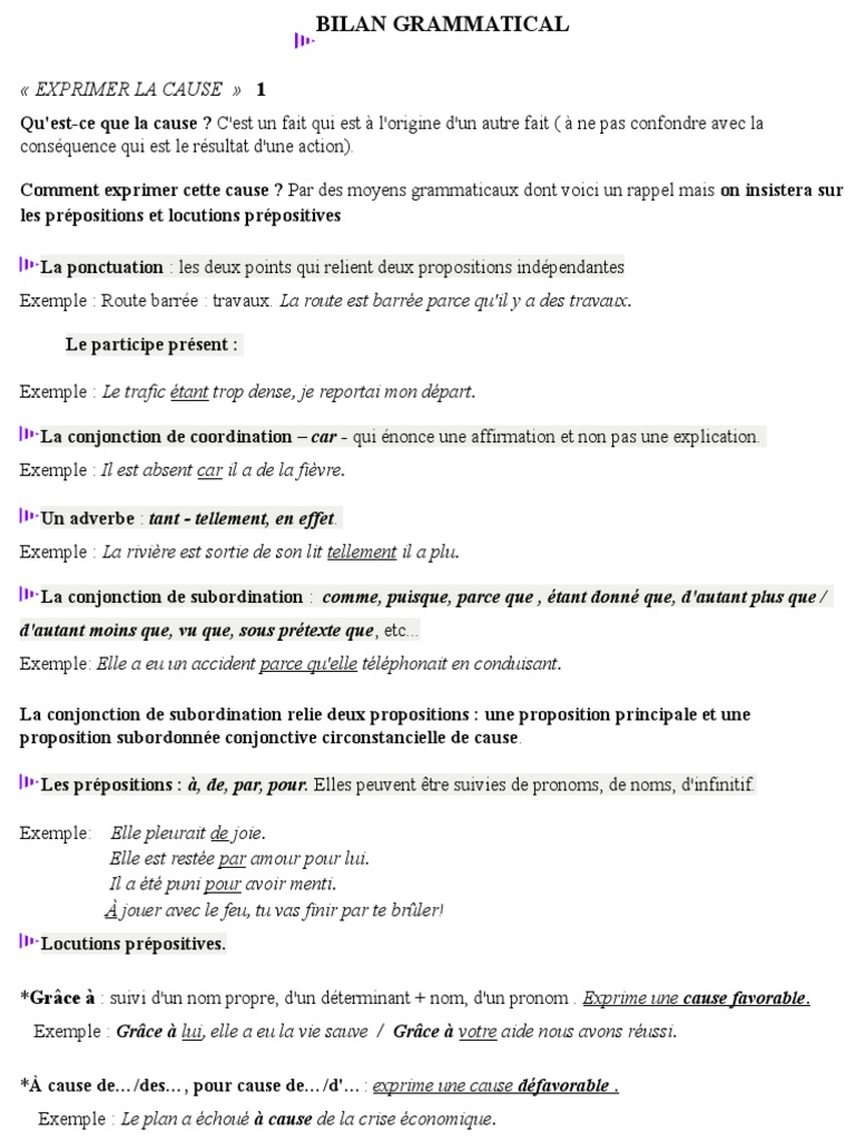 Exprimer la Cause en Français | PDF | Clause | Mécanique du langage