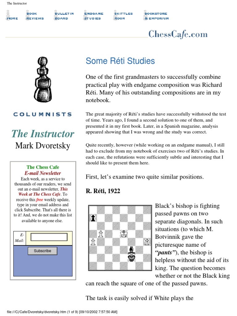 The Instructor: Some Réti Studies | PDF | Traditional Games | Game Theory