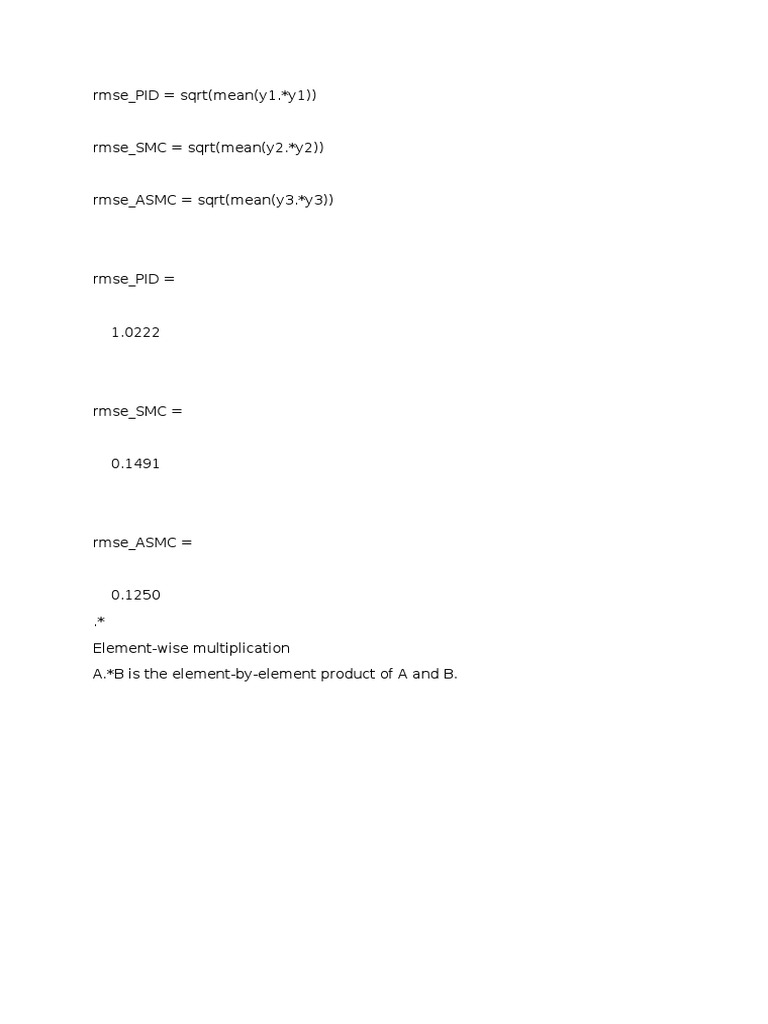 Rmse - PID SQRT (Mean (Y1. Y1) ) | PDF | Teaching Methods & Materials
