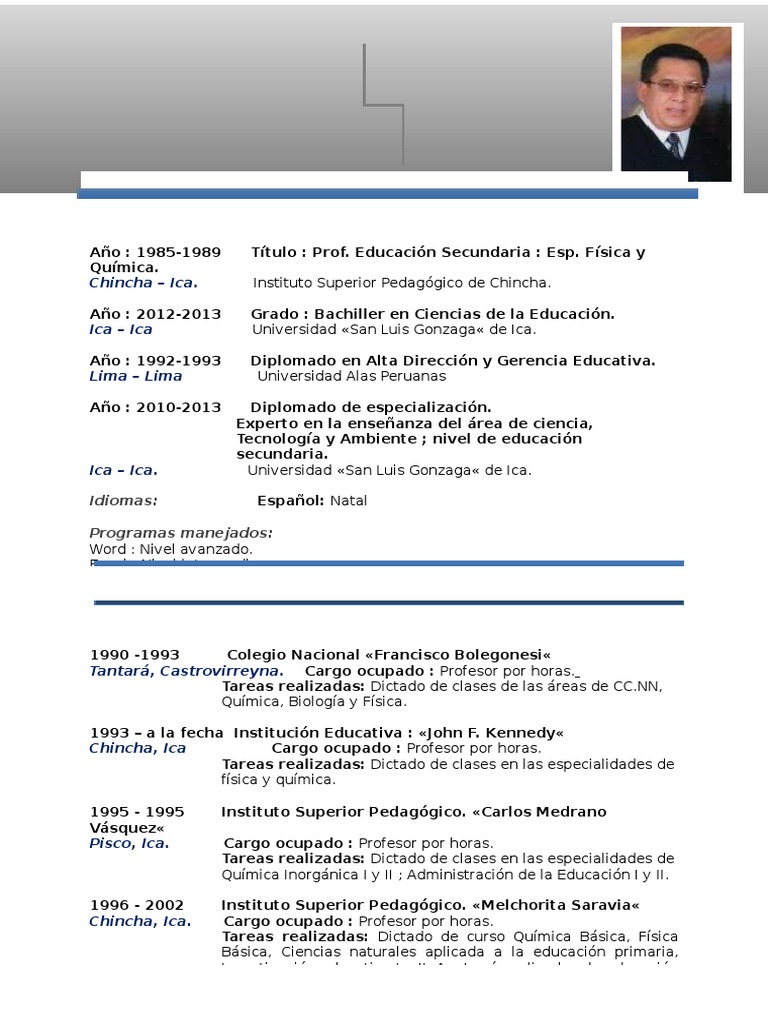 Curriculum Vitae 2016 | PDF | Maestros | Compartir